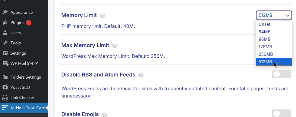 How to Change WP Memory Limit with JetHost Total Care - JetHost Help